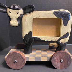 Accents | Vintage Three Wooden Farm Animals Rolling Photo Frames ...